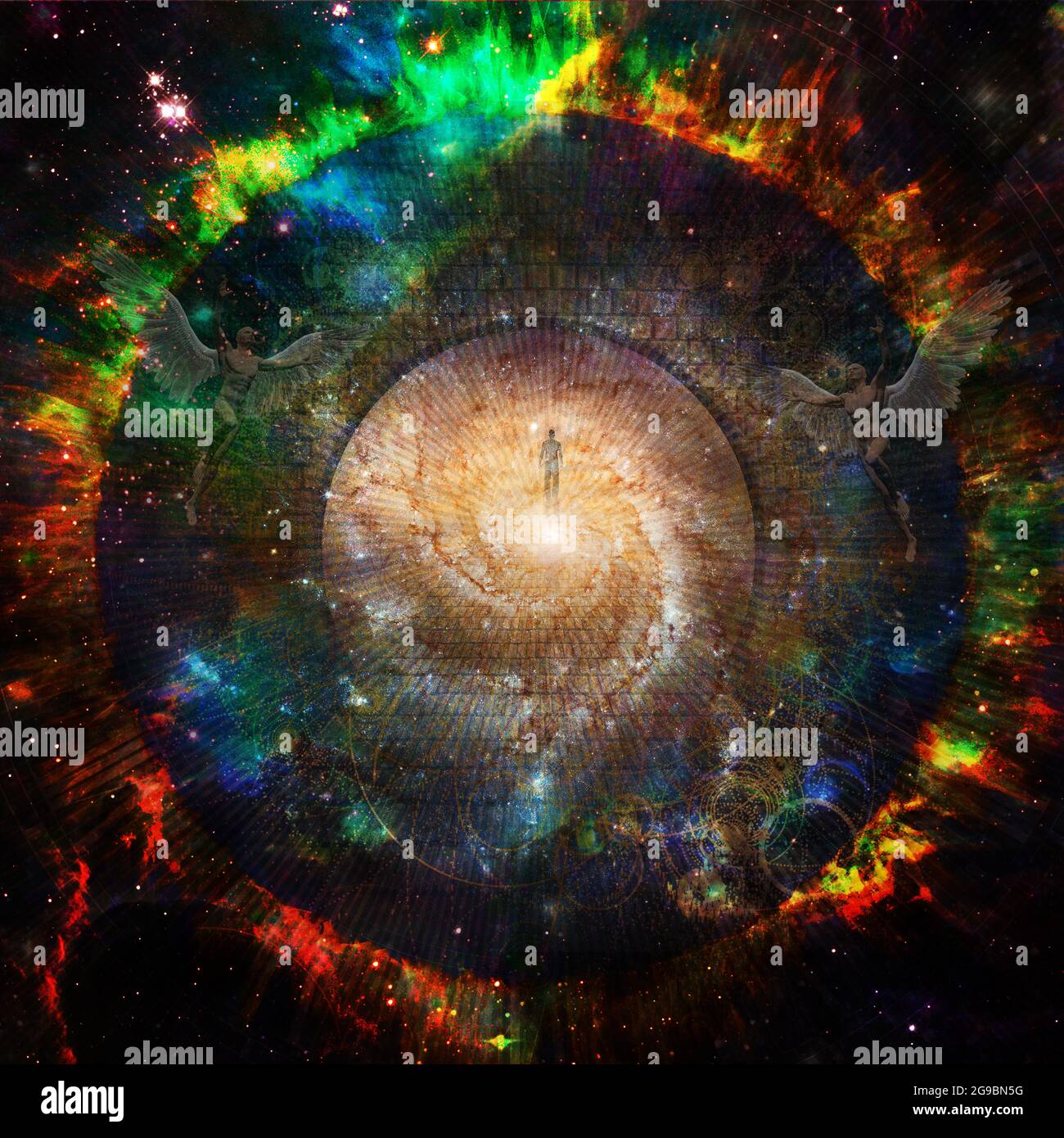 The way to eternity. Man soul in universe Stock Photo - Alamy