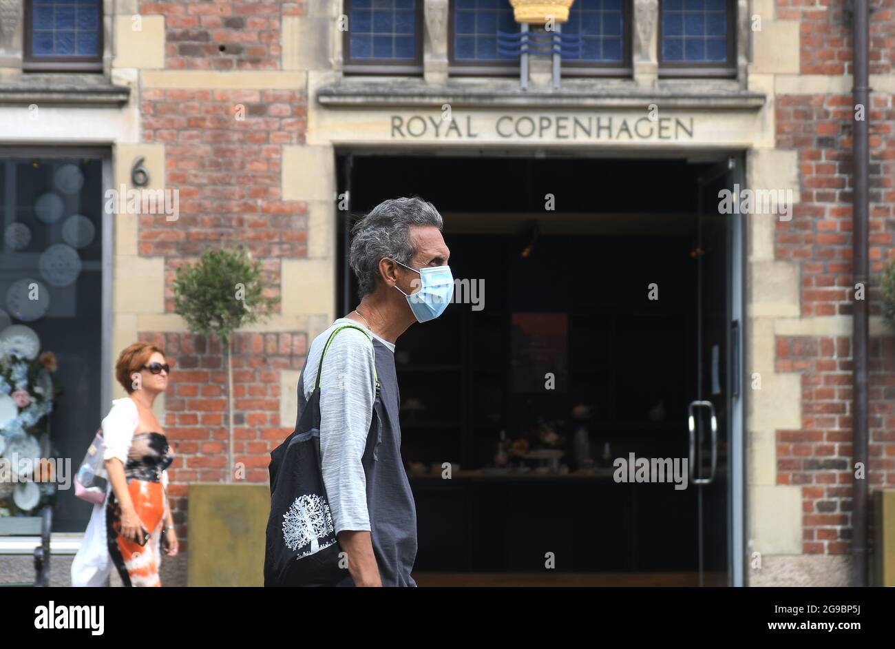 Copenhagen, Denmark., 25 July 2021, Male visitor wears face and mask ...