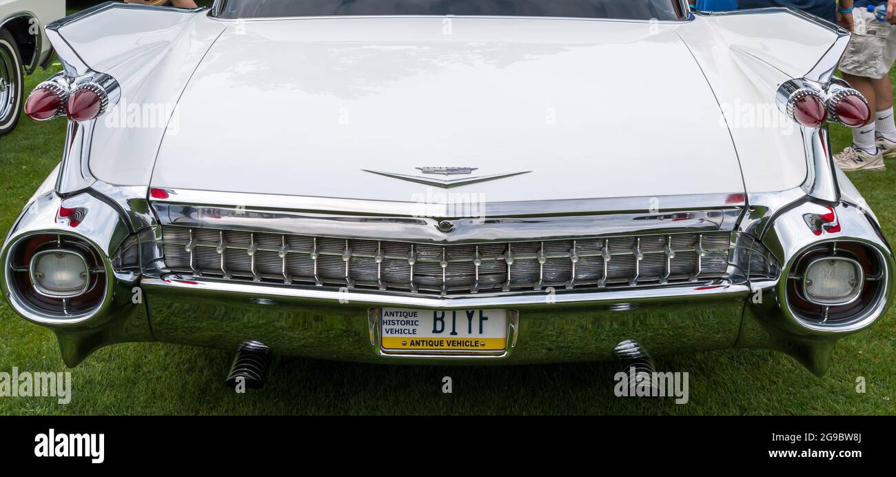 The rear end of a 1957 Cadillac on display at the Pittsburgh Vintage ...