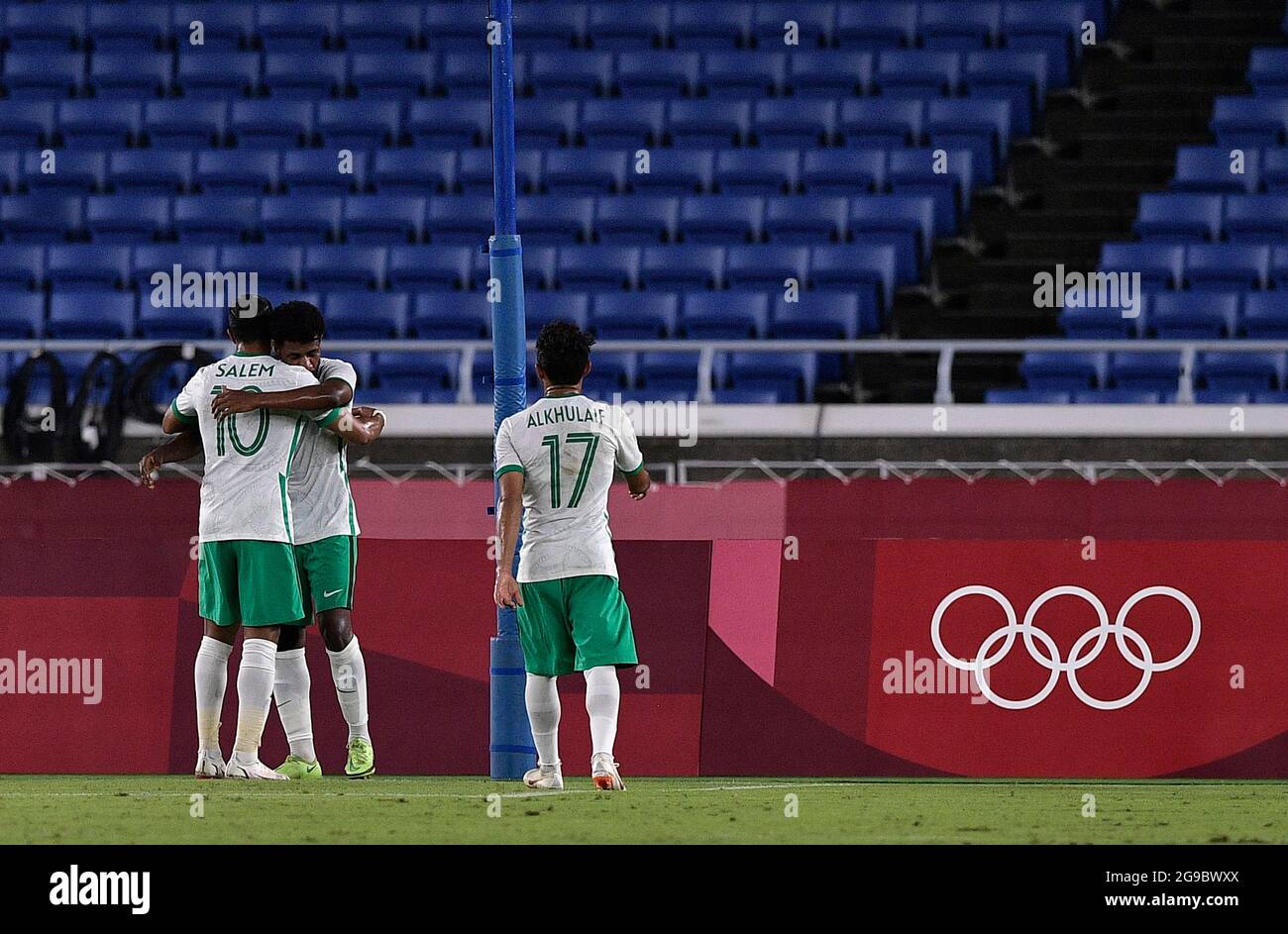 YOKOHAMA, JAPAN - JULY 25: Saudi Arabia celebrate a goal during the ...