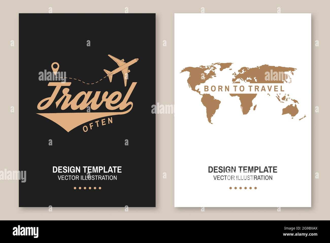 Set of travel badge, logo Travel inspiration quotes with airplane ...