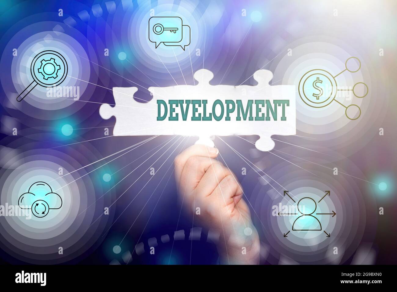 Text caption presenting Development. Business showcase a cycle in which ...