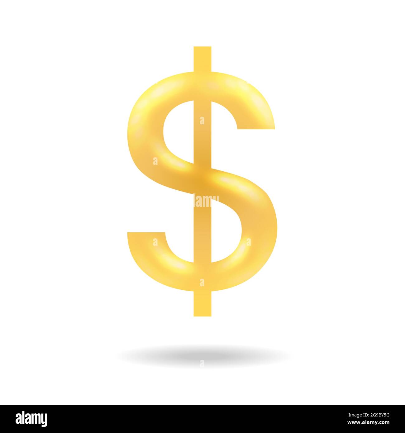 Golden dollar sign with vertical line vector flat illustration isolated ...