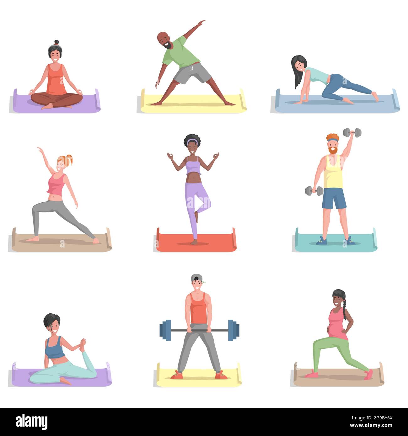 Group smiling people stretching in Stock Vector Images - Alamy