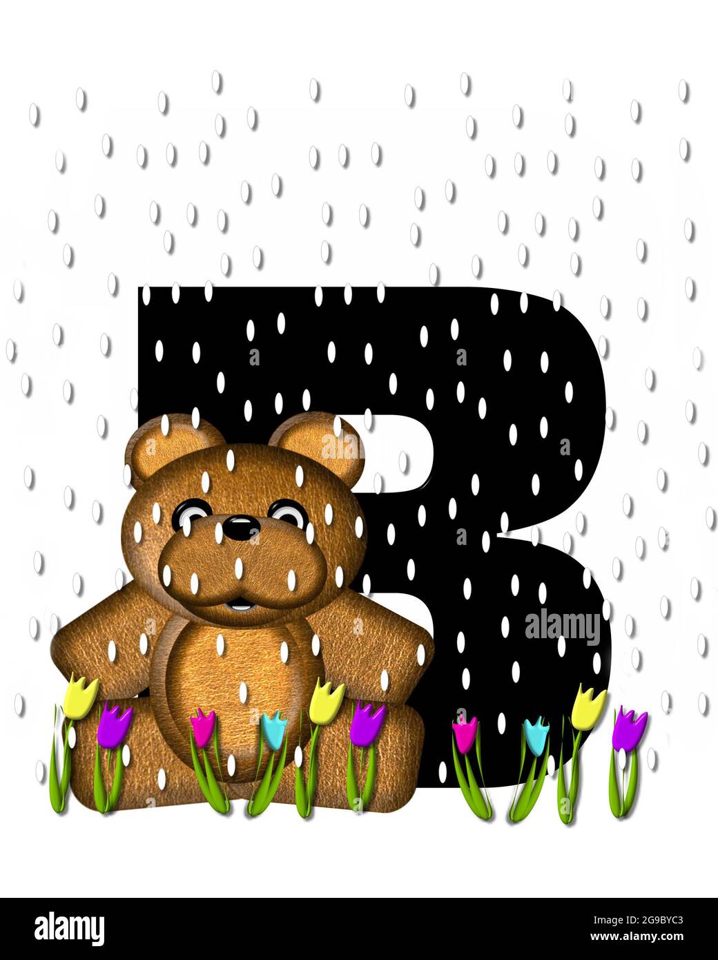 The letter B, in the alphabet set "Teddy April Showers," is black ...