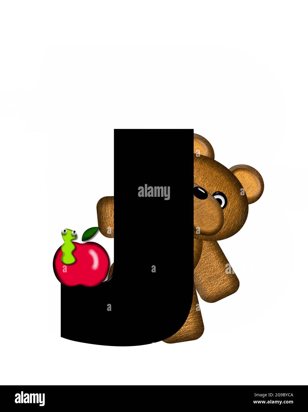 The letter J, in the alphabet set "Teddy," is black with white ...