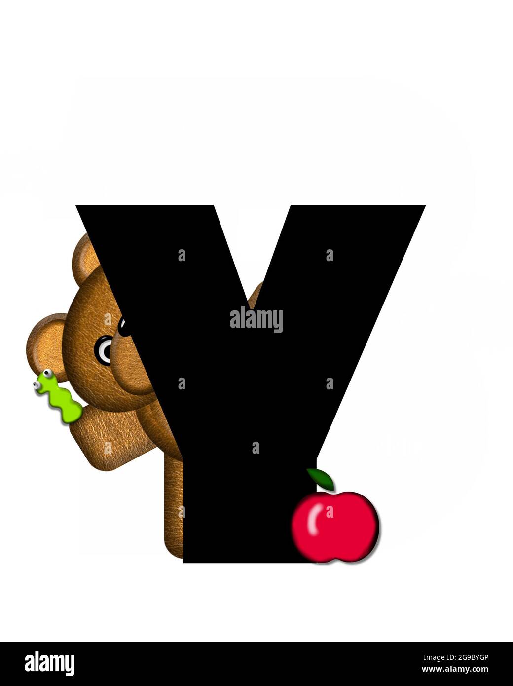 The letter Y, in the alphabet set "Teddy," is black with white ...