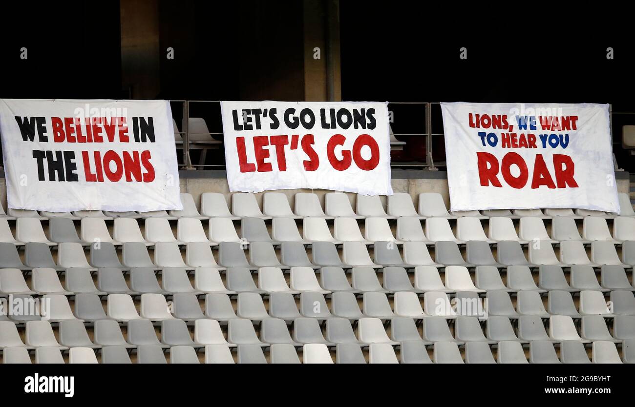 Messages from absent British and Irish Lions supporters in the stands ...