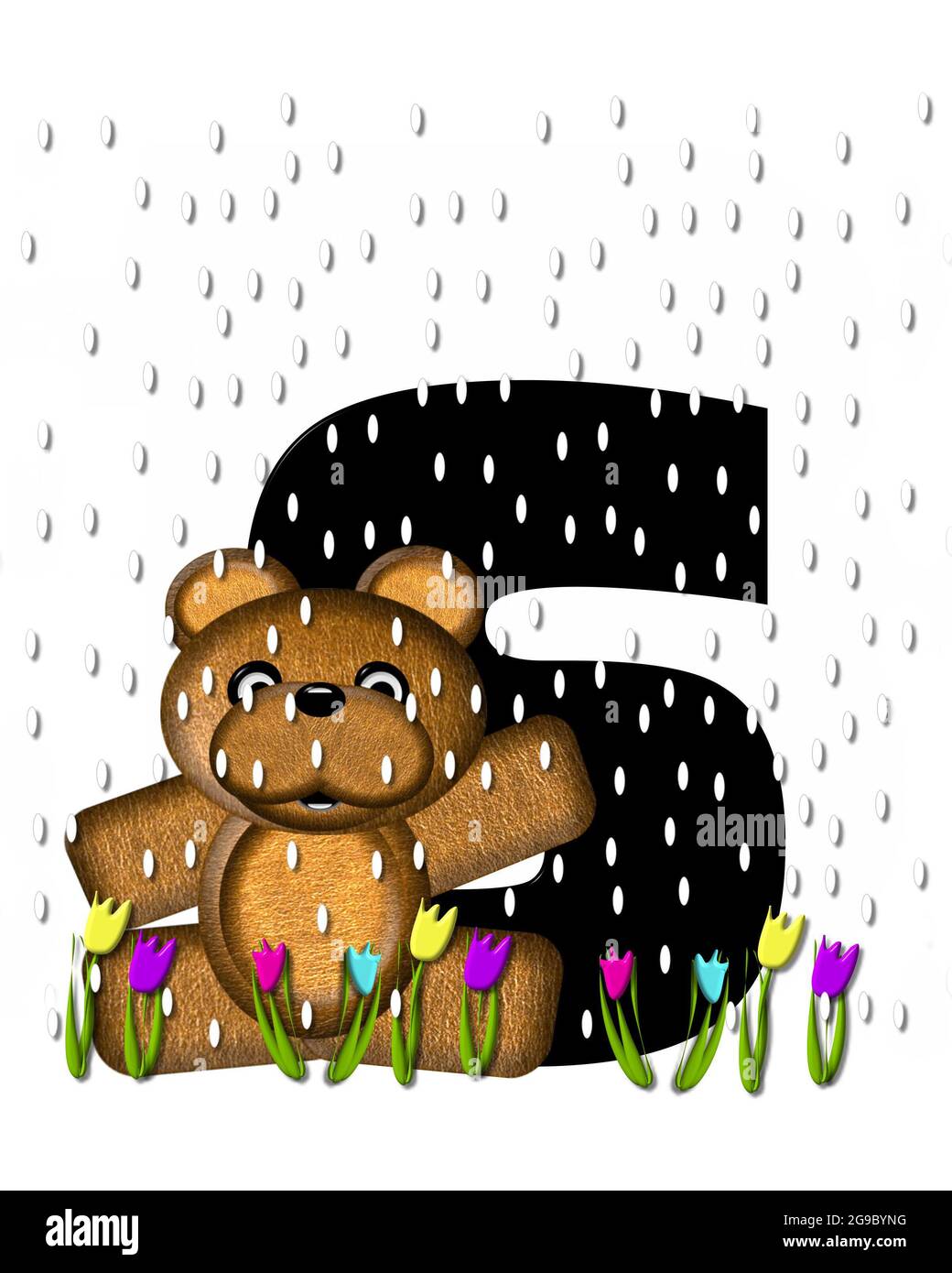 The letter S, in the alphabet set "Teddy April Showers," is black ...