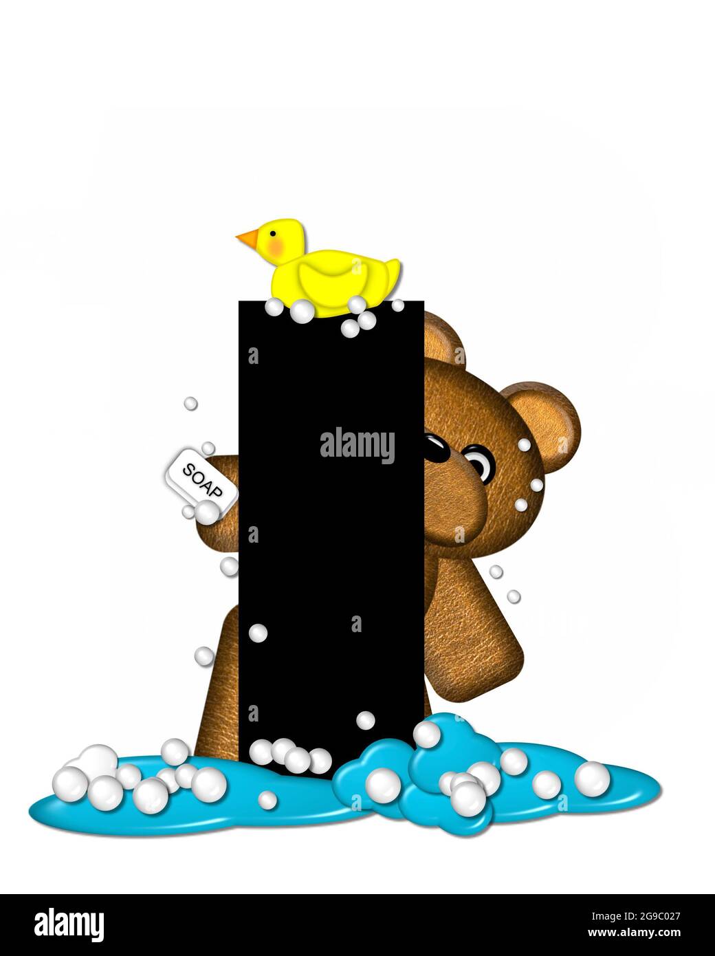 The letter I, in the alphabet set "Teddy Bath Time," is black and sits ...