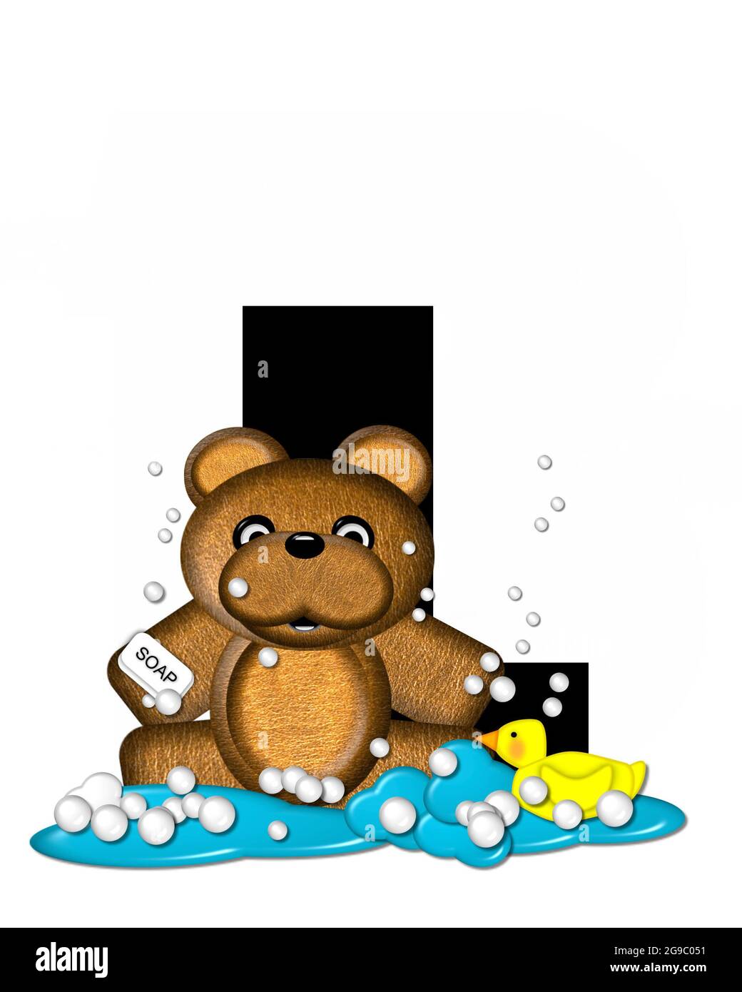The letter L, in the alphabet set "Teddy Bath Time," is black and sits ...