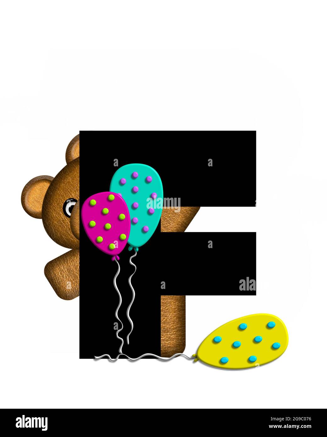 The letter F, in the alphabet set "Teddy Birthday," is black. Teddy ...