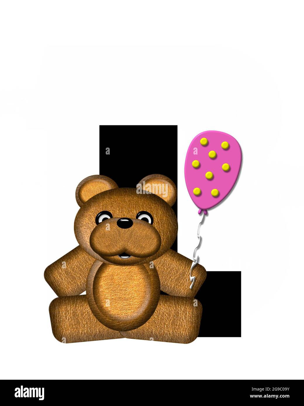 The letter L, in the alphabet set "Teddy Birthday," is black. Teddy ...