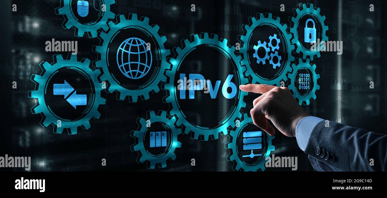 Internet Protocol version 6 IPv6. Connected devices on network Stock ...