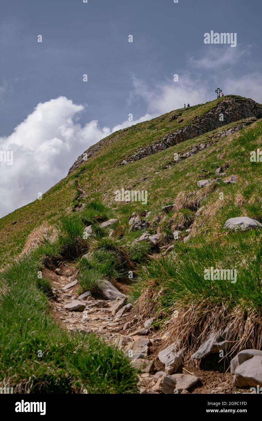 Aerial Panoramic View - Hiking Path High in the Mountains - Brienz ...