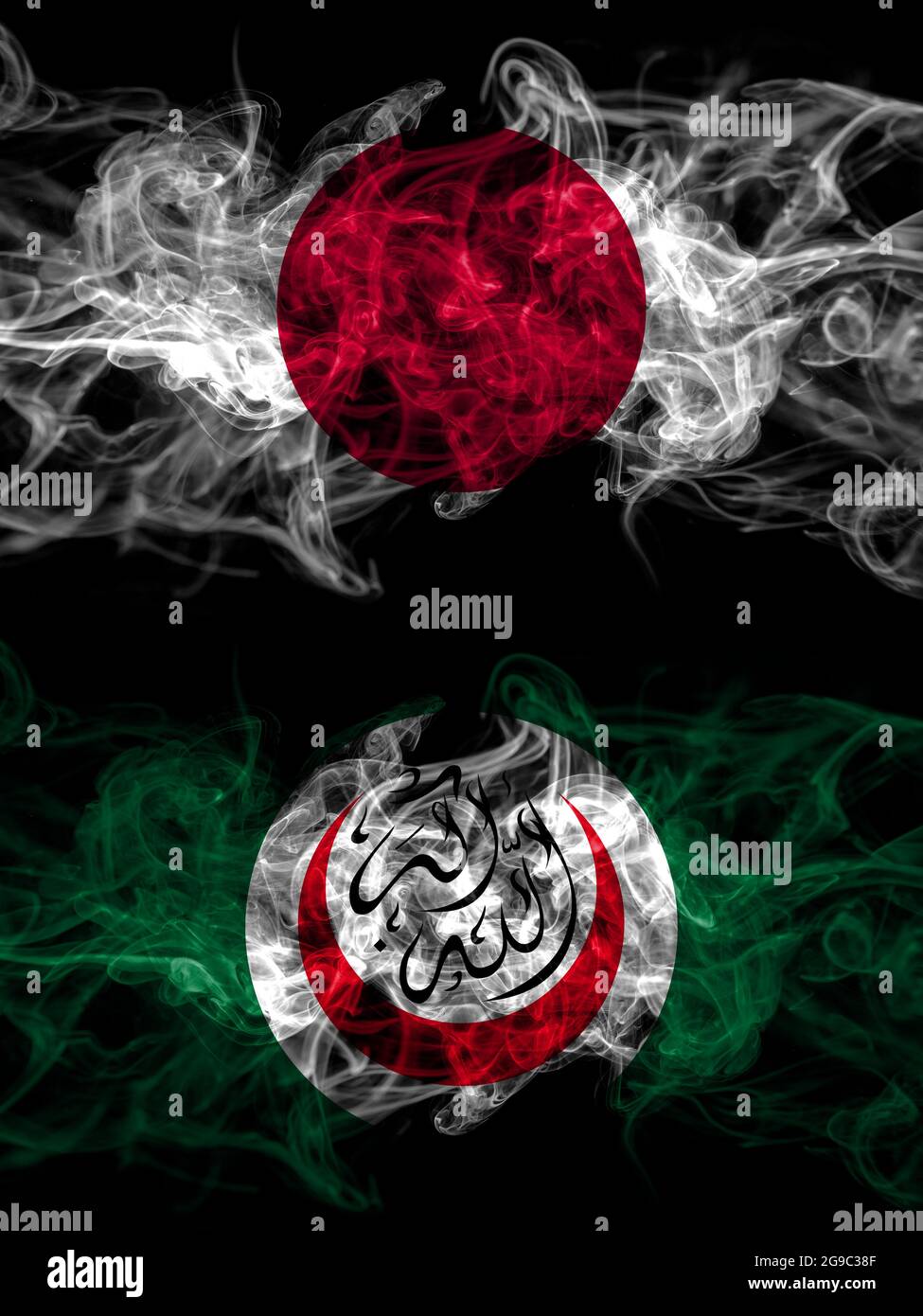 Smoke flags of Japan, Japanese and OIC, Organisation of Islamic ...