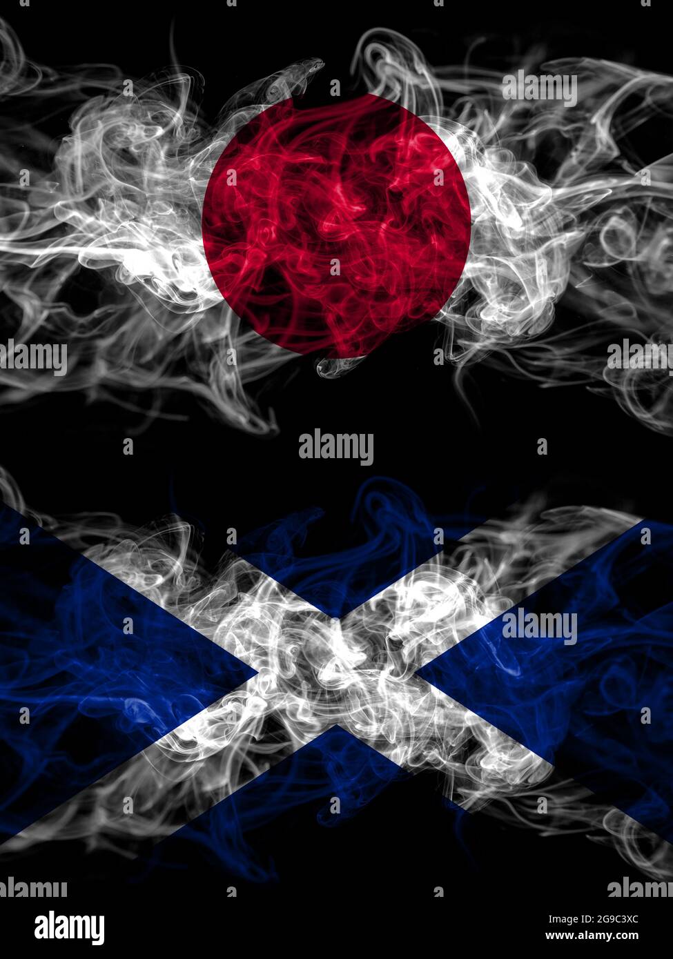 Smoke flags of Japan, Japanese and Scotland, Scottish, Scots Stock ...