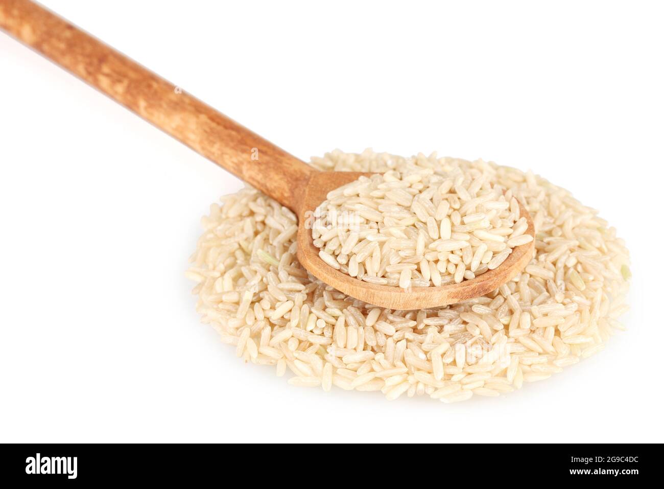 rice in wooden spoon isolated on white background Stock Photo - Alamy
