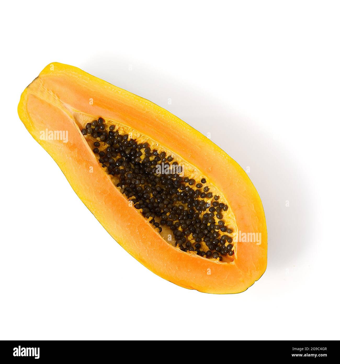 papaya isolate on white. delicious ripe papaya cut in half close-up ...
