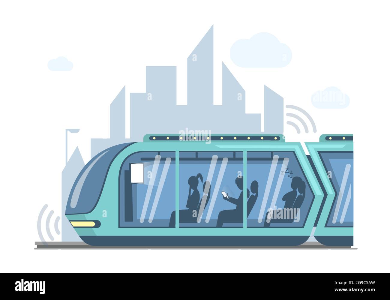 Future public express transport in city vector flat illustration ...