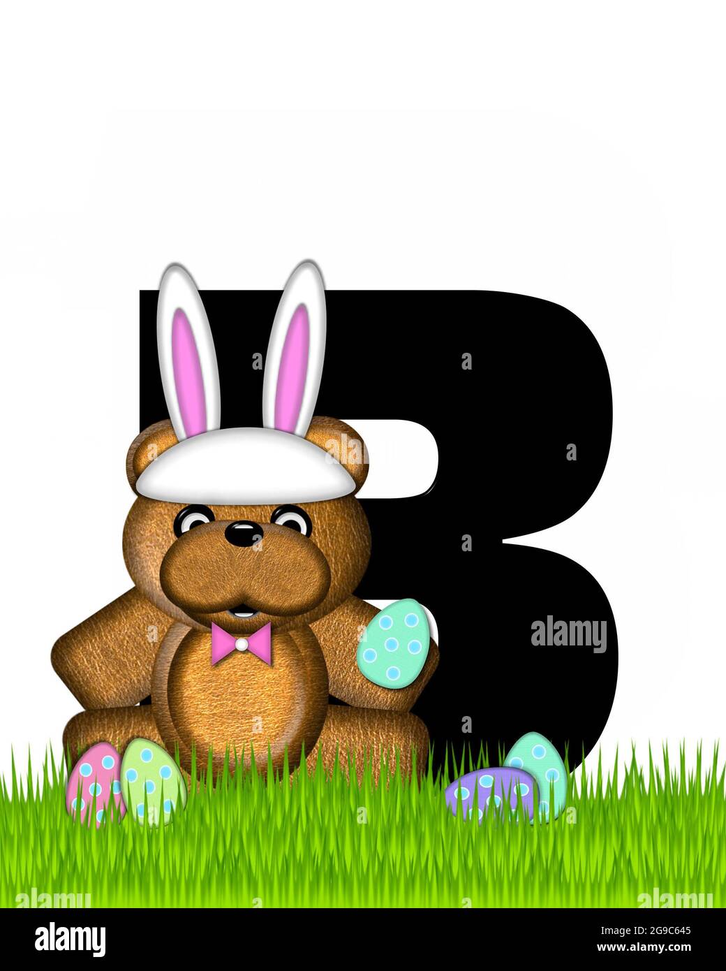 The letter B, in the alphabet set "Teddy Easter," is black. Teddy wears ...