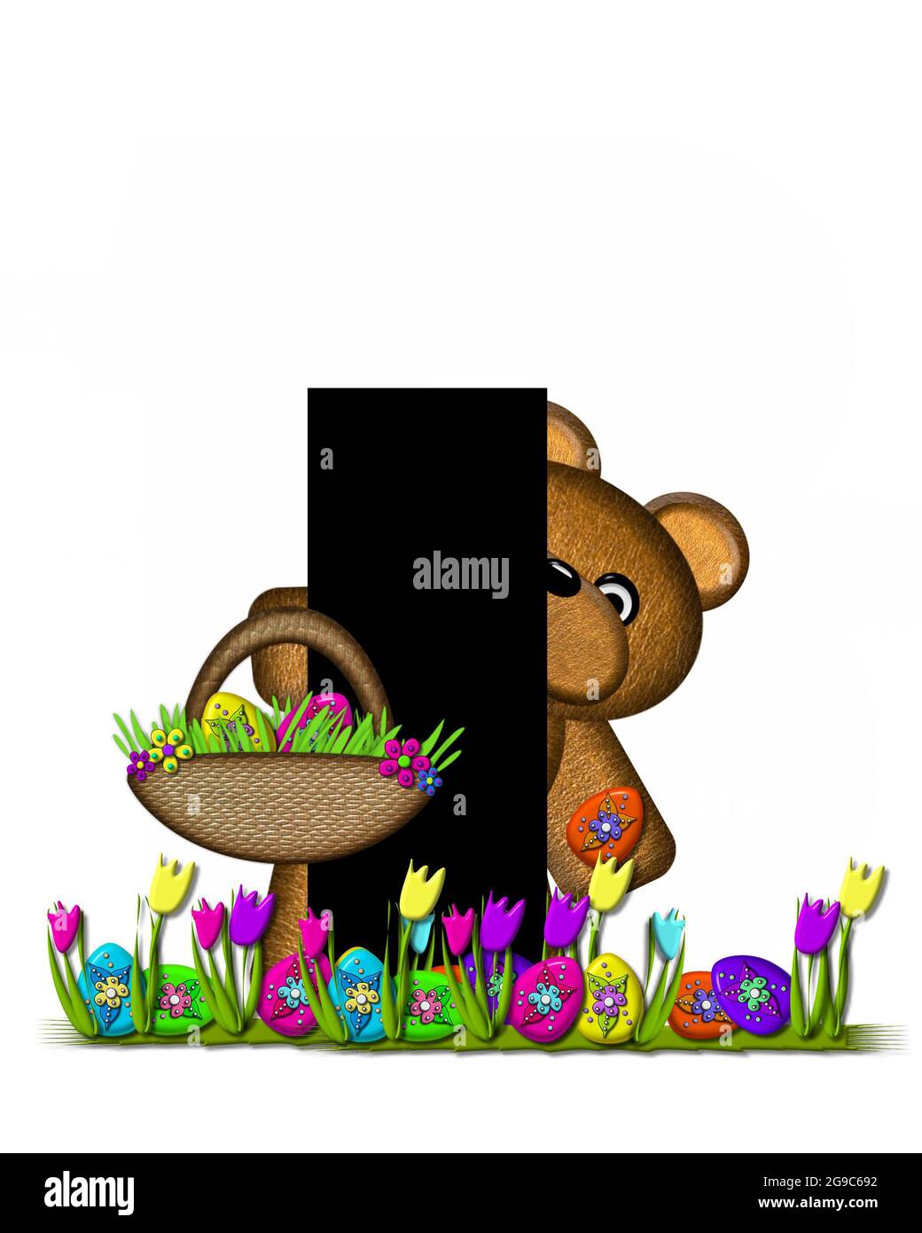 The letter I, in the alphabet set "Teddy Easter Egg Hunt," is black ...