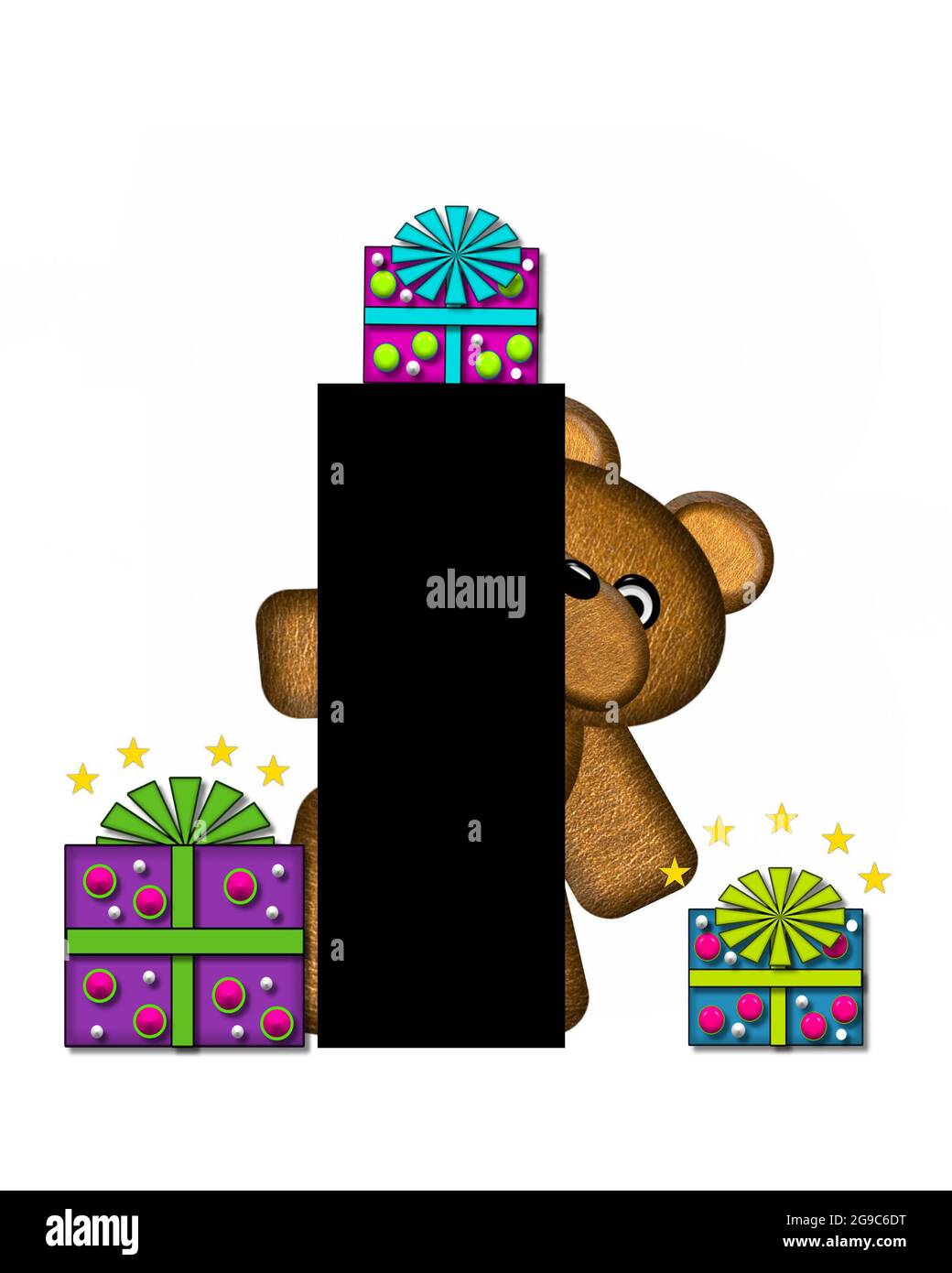 The letter I, in the alphabet set "Teddy Gifts Galore," is black. Teddy ...