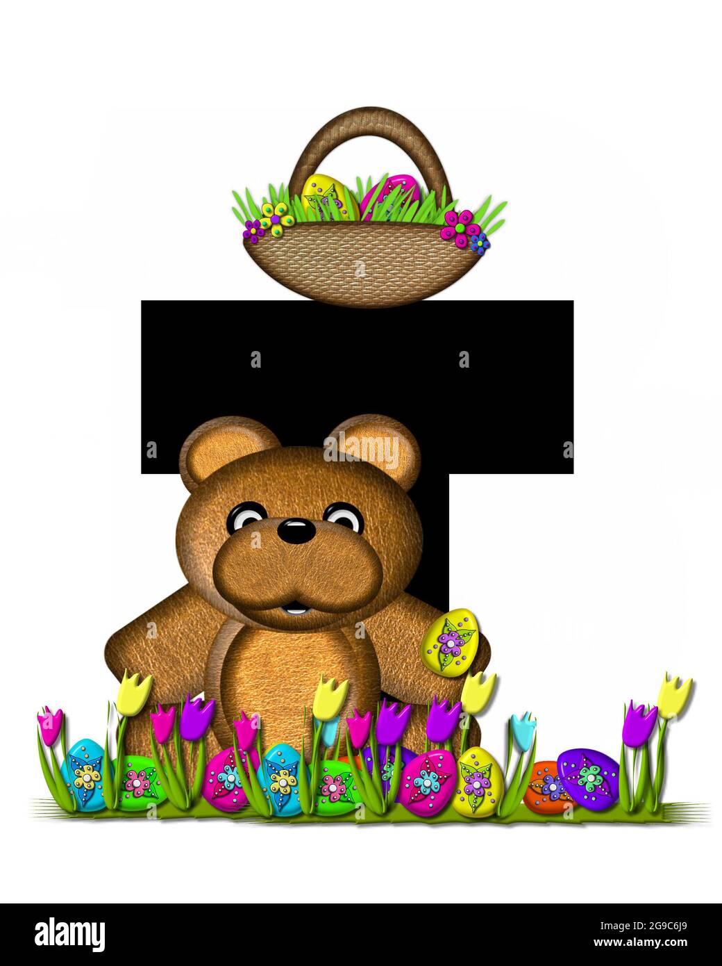 The letter T, in the alphabet set "Teddy Easter Egg Hunt," is black ...