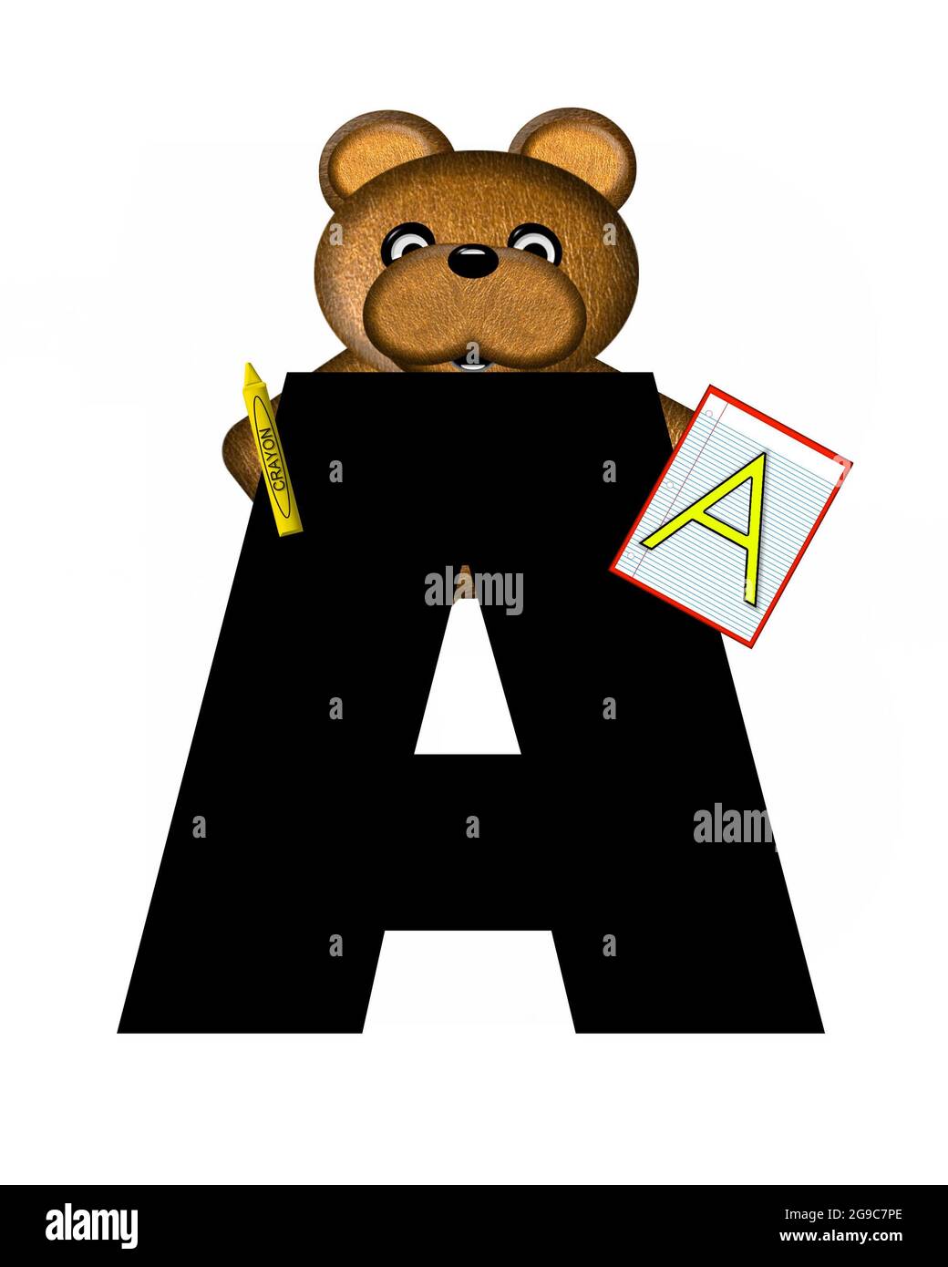 The letter A, in the alphabet set "Teddy Homework," is black with white ...