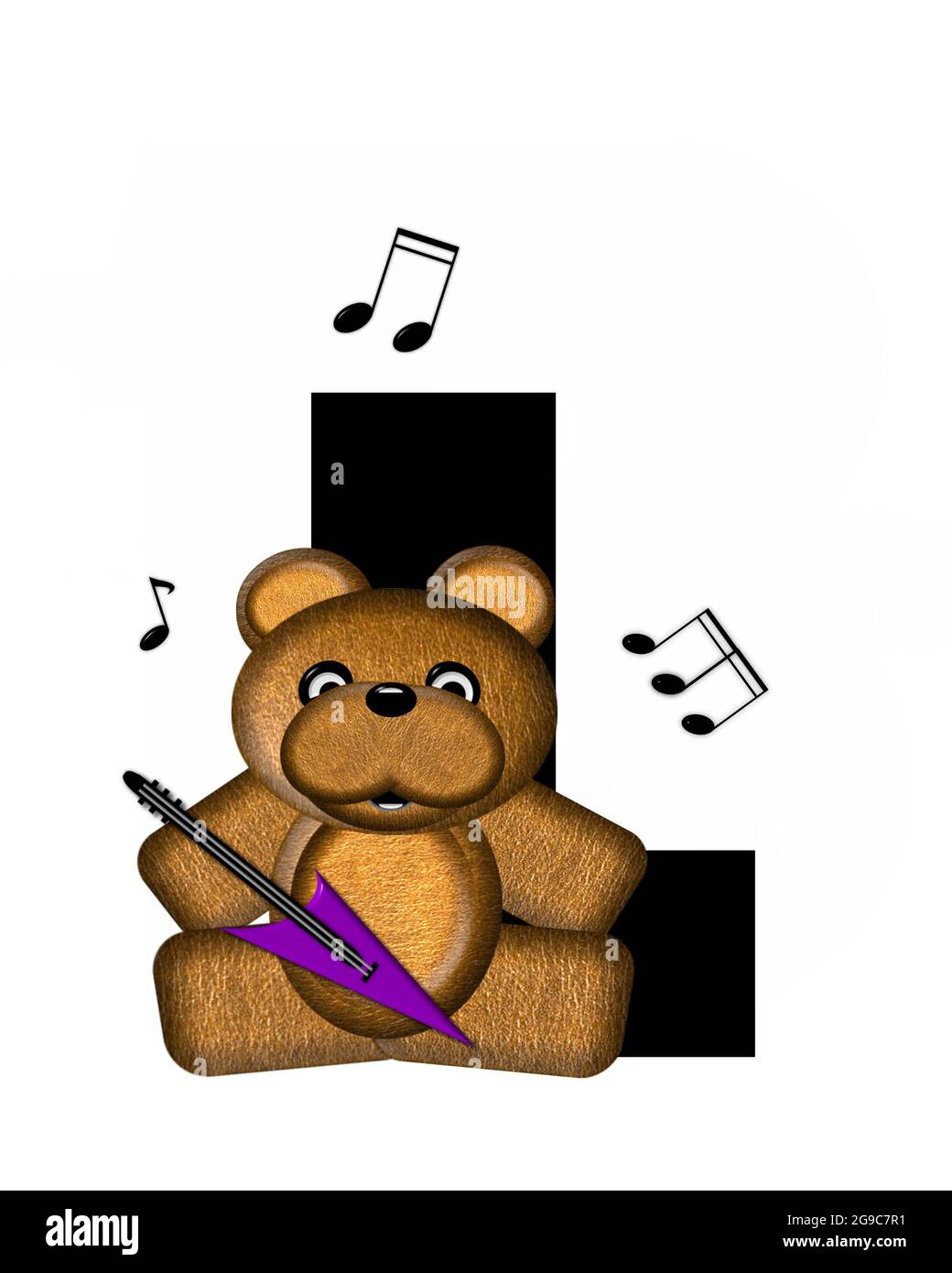 The letter L, in the alphabet set "Teddy Guitar Music," is black. Teddy ...