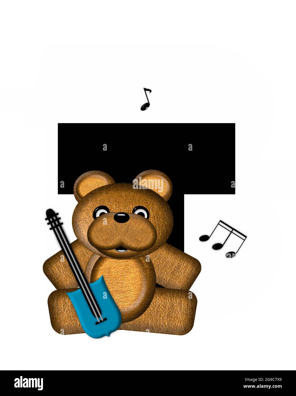 The letter T, in the alphabet set "Teddy Guitar Music," is black. Teddy ...