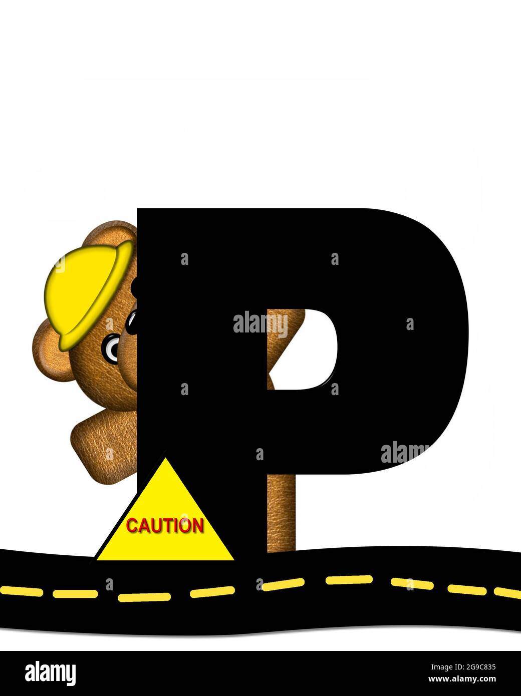 The letter P, in the alphabet set "Teddy Highway Work," is black and ...