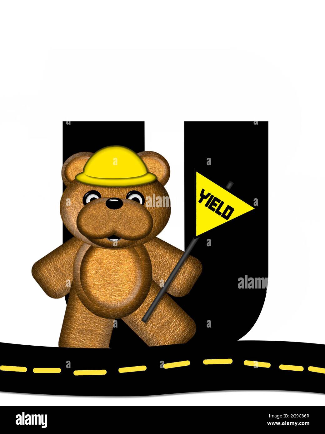 The letter U, in the alphabet set "Teddy Highway Work," is black and ...