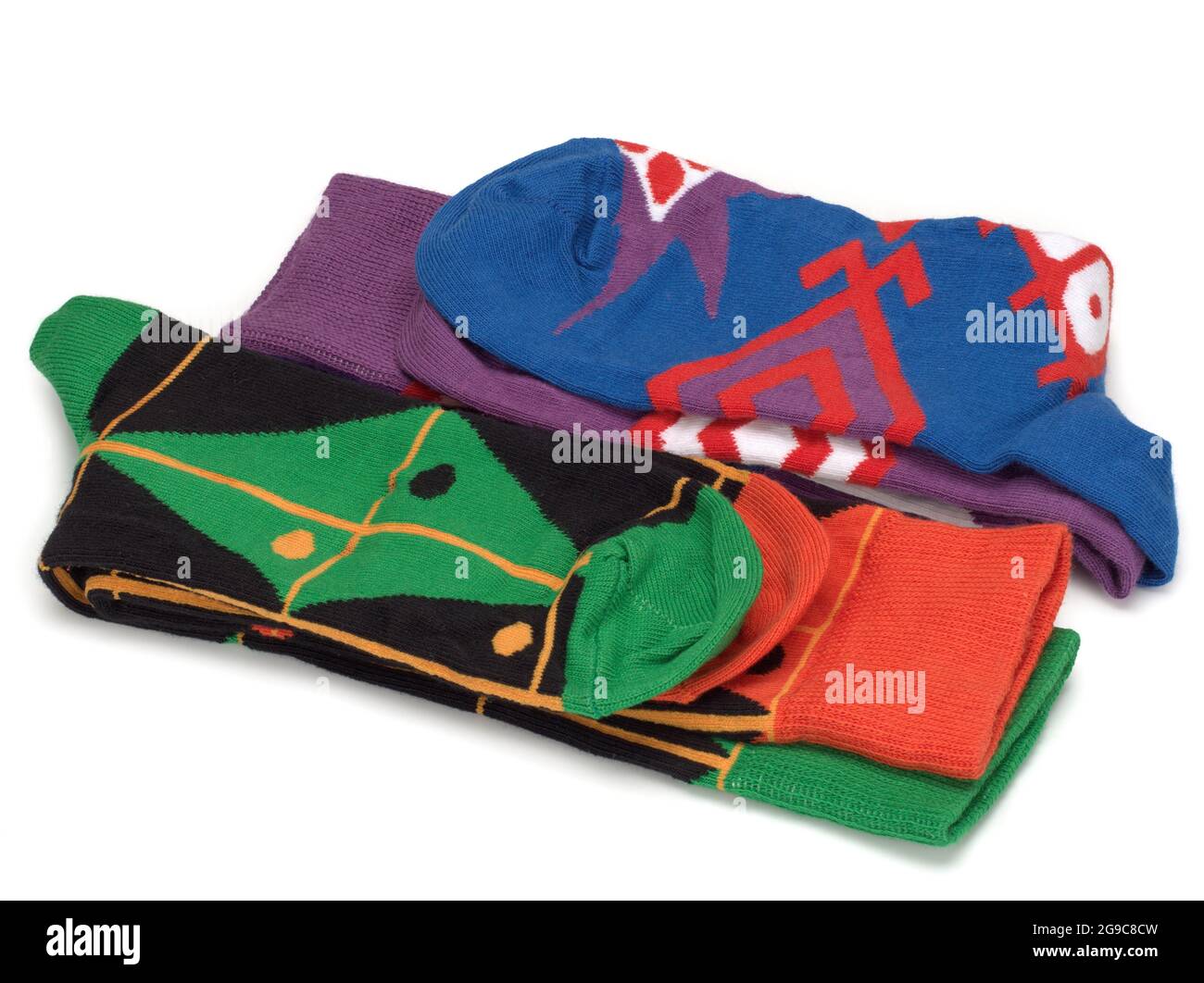 Two pairs of socks. Isolated on white background Stock Photo - Alamy