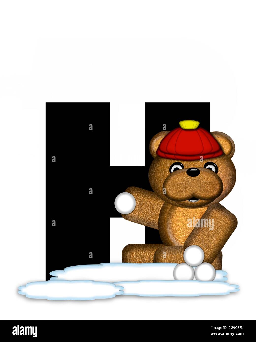 The letter H, in the alphabet set "Teddy Wintertime," is black. Teddy ...