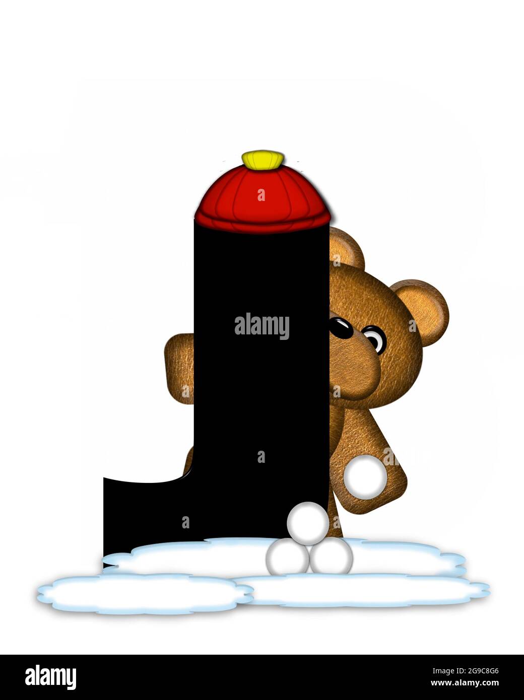 The letter J, in the alphabet set "Teddy Wintertime," is black. Teddy ...