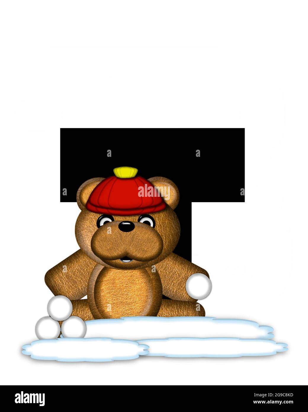 The letter T, in the alphabet set "Teddy Wintertime," is black. Teddy ...