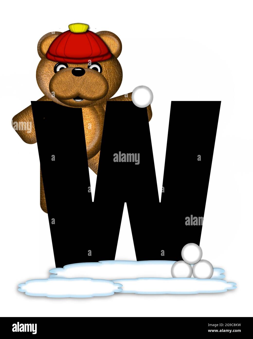 The letter W, in the alphabet set "Teddy Wintertime," is black. Teddy ...