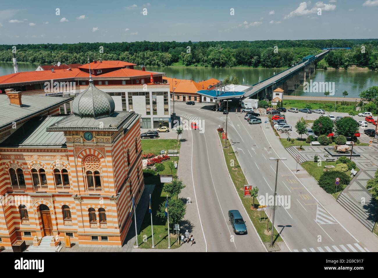 BRCKO DISTRICT, BOSNIA AND HERZEGOVINA - Jun 10, 2020: An aerial view ...