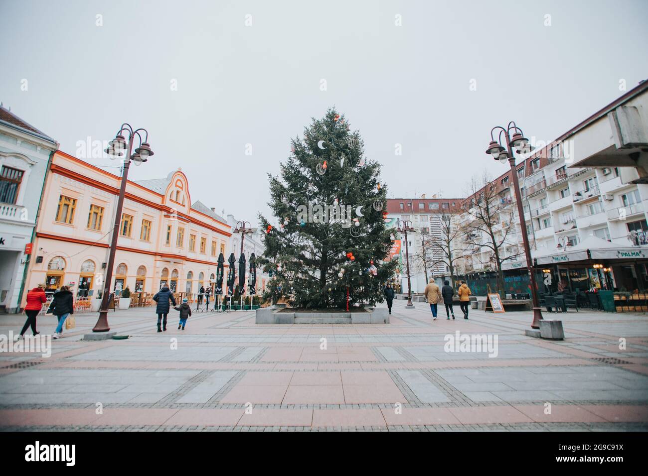 BRCKO DISTRICT, BOSNIA AND HERZEGOVINA - Dec 18, 2020: A low angle shot ...