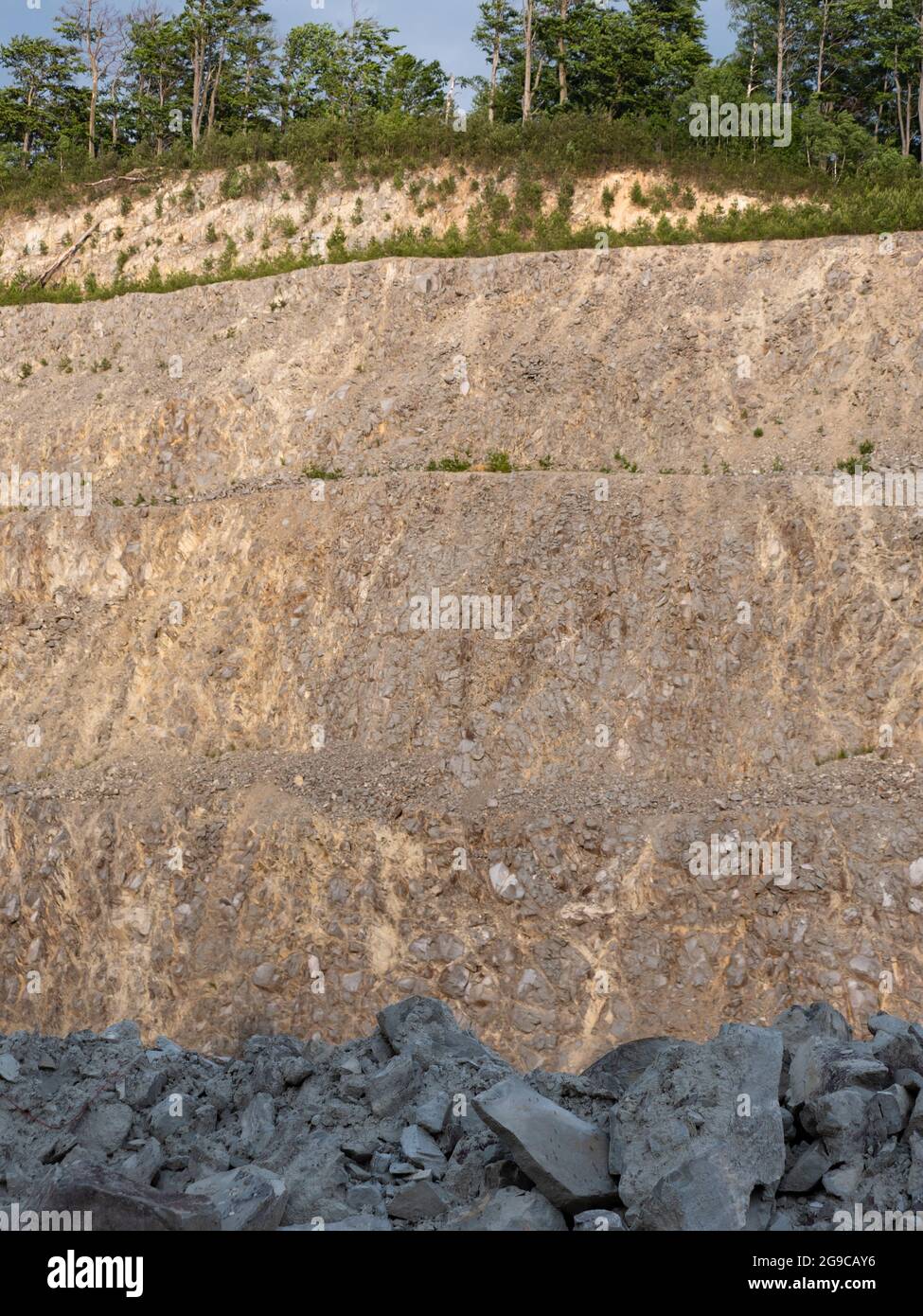 Mining levels at open granite gravel quarry. Open mine, open pit Stock ...