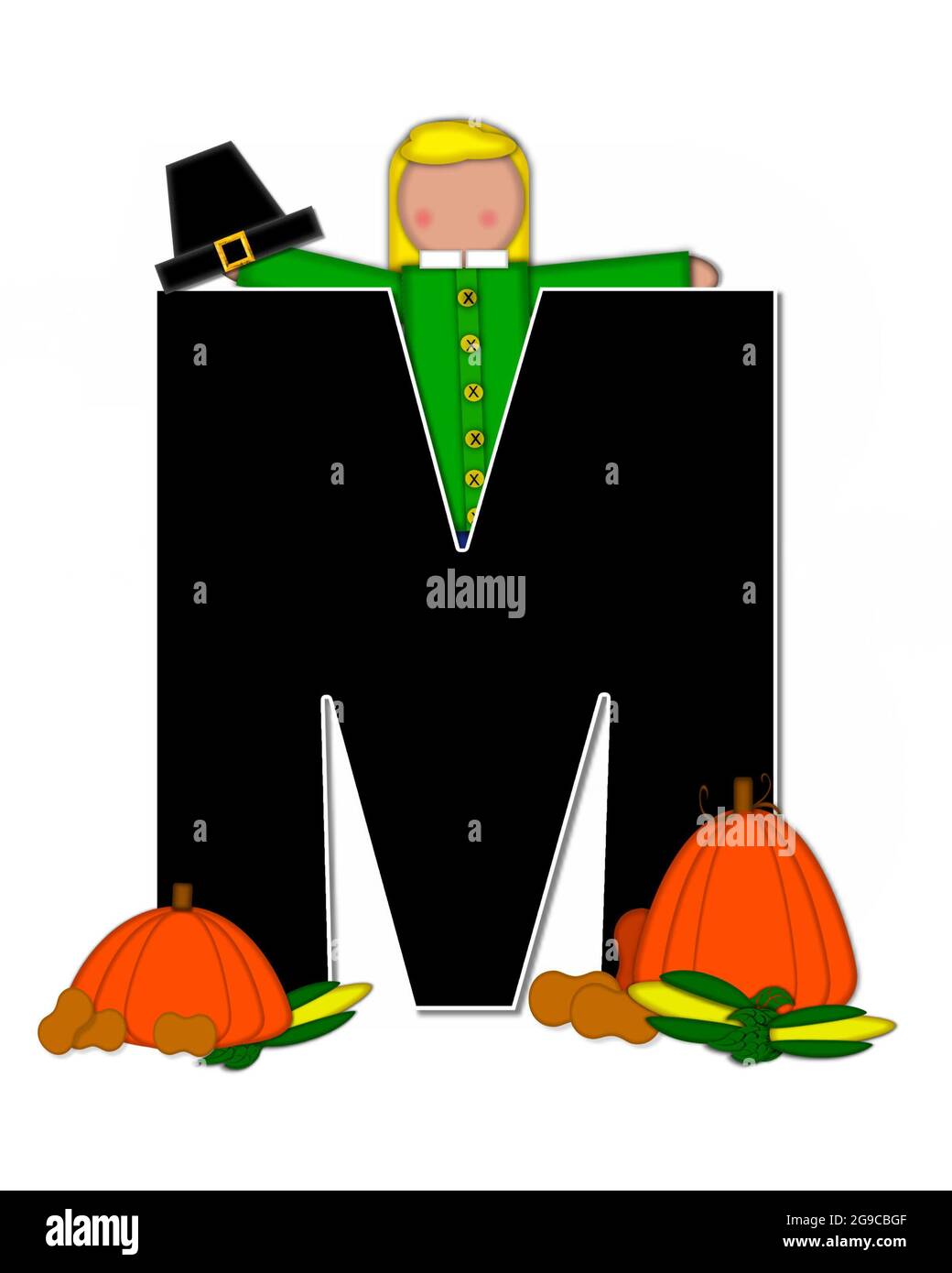 The letter M, in the alphabet set "Alphabet Children Thansgiving," is ...