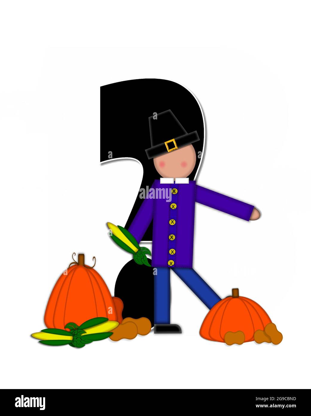 Question mark, in the alphabet set "Alphabet Children Thansgiving," is ...