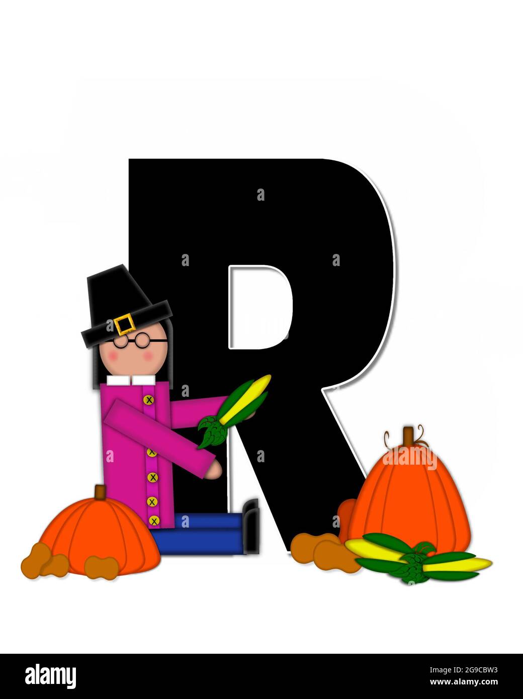 The letter R, in the alphabet set "Alphabet Children Thansgiving," is ...