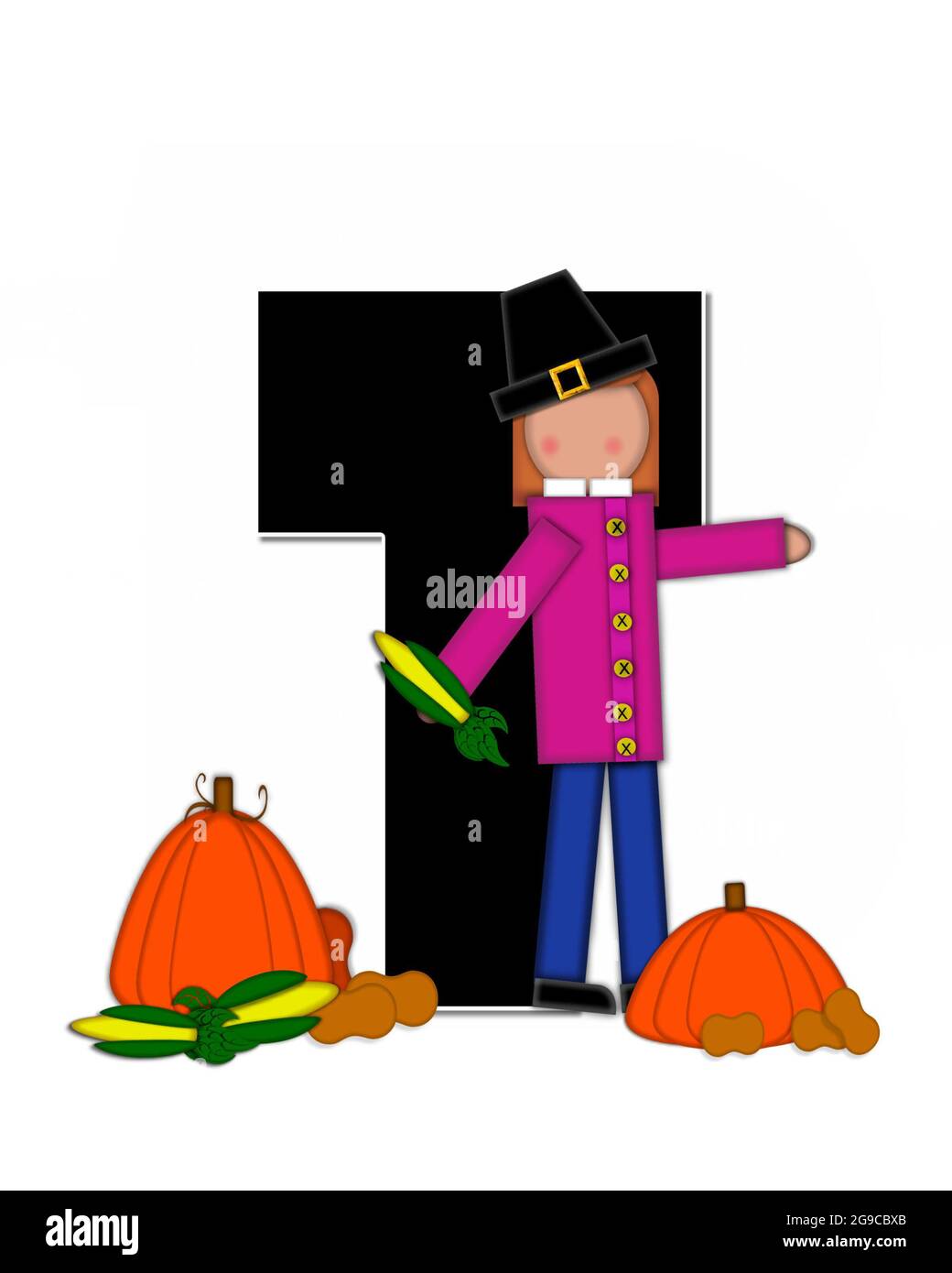 The letter T, in the alphabet set "Alphabet Children Thansgiving," is ...