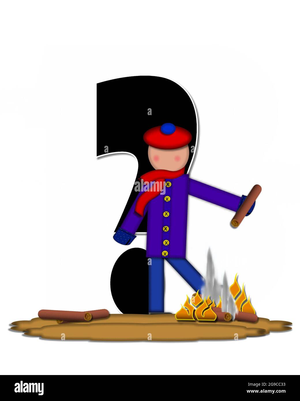 Question mark, in the alphabet set "Children Camp Fire" is black and ...