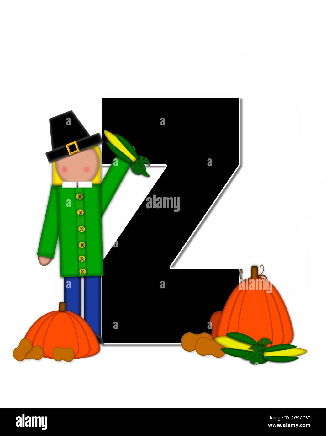 The letter Z, in the alphabet set "Alphabet Children Thansgiving," is ...