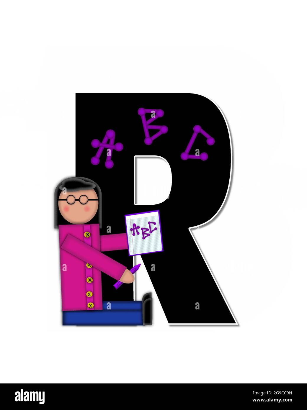 The letter R, in alphabet set "Children ABCs" is black. Letters are ...