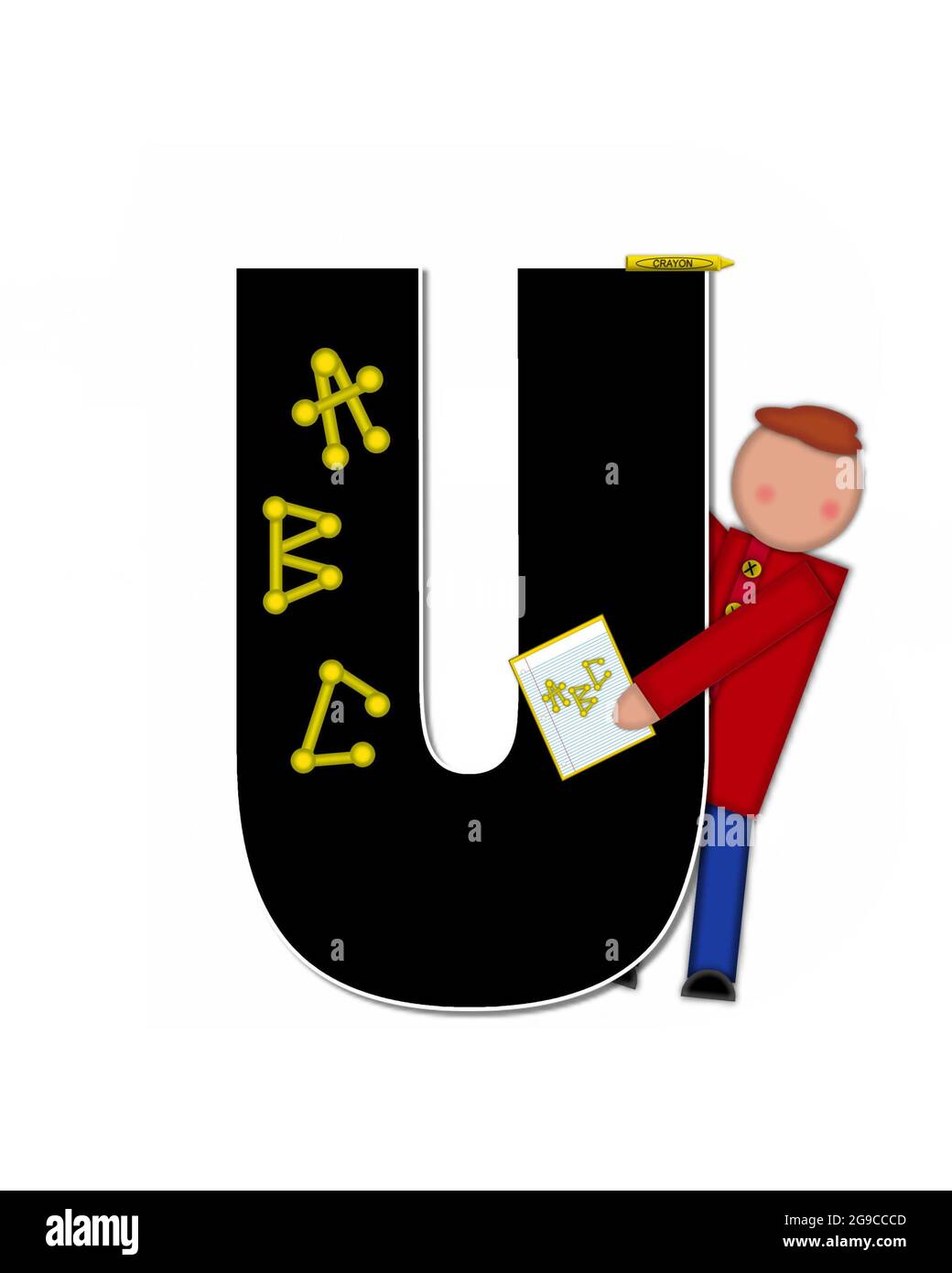 The letter U, in alphabet set "Children ABCs" is black. Letters are ...
