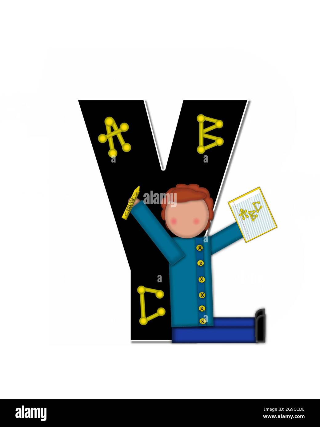 The letter Y, in alphabet set "Children ABCs" is black. Letters are ...